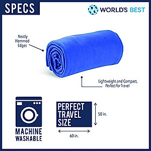 World's Best Cozy Soft Microfleece Travel Blanket, 50 x 60 Inch, Charcoal