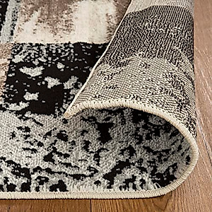 SUPERIOR Indoor Large Area Rug, Modern Abstract Style with Jute Backing, Floor Decor for Office, Living Room, Dorm, Kitchen, Dining, Entryway, Hardwood Throw, Brentwood Collection, 8' x 10', Beige