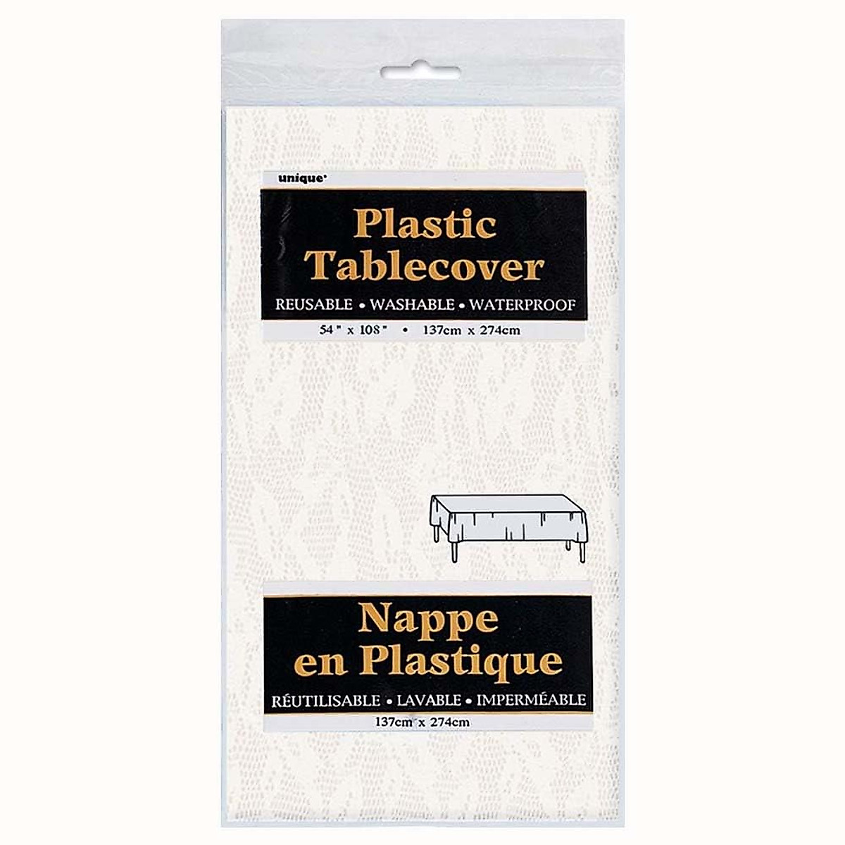 Unique Industries 5075 party tableware, 108" x 54", White