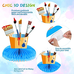 Gersoniel 9 Pieces Paint Party Decorations Art Honeycomb Centerpiece Paint Splatter Party Supplies for Art Painting Theme Birthday Party Baby Shower Decorations