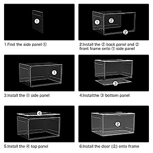 Large Sturdy 12 Pack Shoe Storage Box, Clear Plastic Stackable Shoe Organizer with Magnetic Door for Sneakers Display, Space Saving Closet Container for Entryways and Under beds, Fits US Size 14