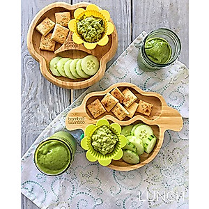 Bamboo Baby Plate with Suction - Kids and Toddler Suction Cup Plate for Babies, Non-toxic All-Natural Bamboo Baby Food Plate Stays Cool to the Touch for Baby-Led Weaning (Lamb - Green)