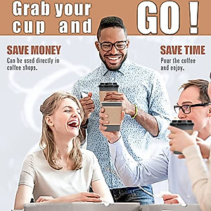 Luckypack Disposable Coffee Cups To Go with Travel Lids Sleeves and Straws 100% Biodegradable & Compostable Pla Eco Friendly Paper Coffee Cups 100 Sets of 12 oz