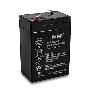 Casil 6v 5ah Battery AGM SLA Rechargeable Battery Replaces 6v 4.5 ah Rechargeable Battery, 6v Battery for Ride on Toys, Emergency Lights ELB-0604 Battery ELB0604 (1)