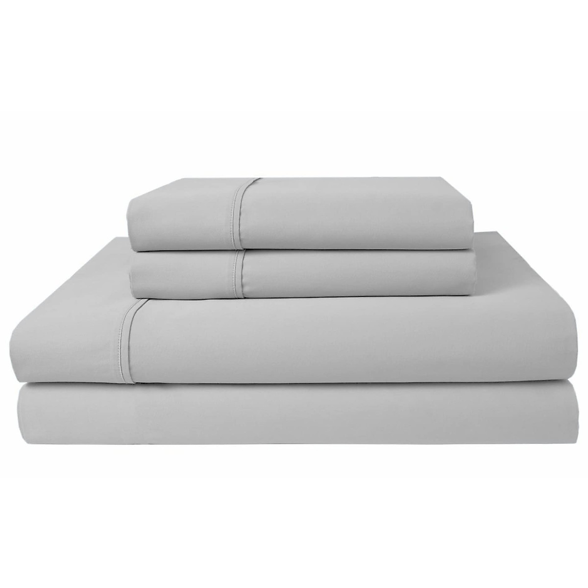 LuckShree 400 Thread Count Pure 100% Egyptian Cotton Sheet Set, Queen XL Size Bedsheet, 10 Inch Deep Pockets of Fitted Sheet - 4 Piece Soft Sateen Weave Hotel Bedding 400-TC - Silver Grey Solid