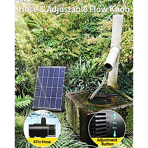 NFESOLAR Solar Fountain Pump with 1500mAh Battery Backup, 3.5W Solar Fountain Pump for Bird Bath with 4ft Tubing, 40GPH Solar Water Pump for Small Pond Garden Pool Water Feature Yard