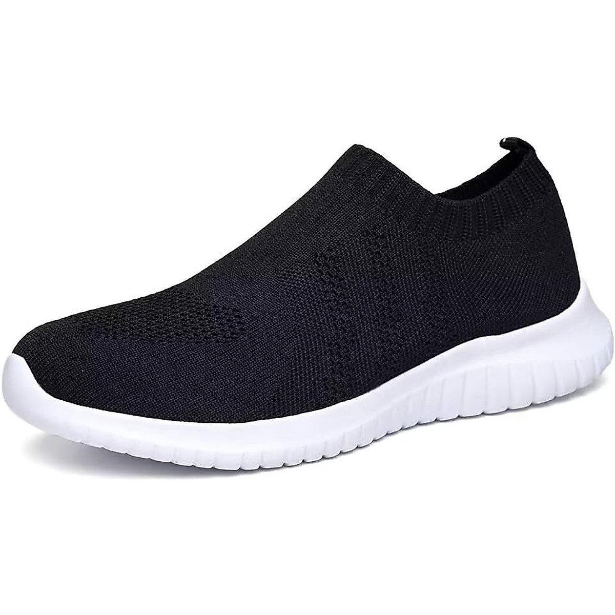 LANCROP Women's Lightweight Walking Shoes - Casual Breathable Mesh Slip On Sneakers Wide 6.5 US, Label 37 Black