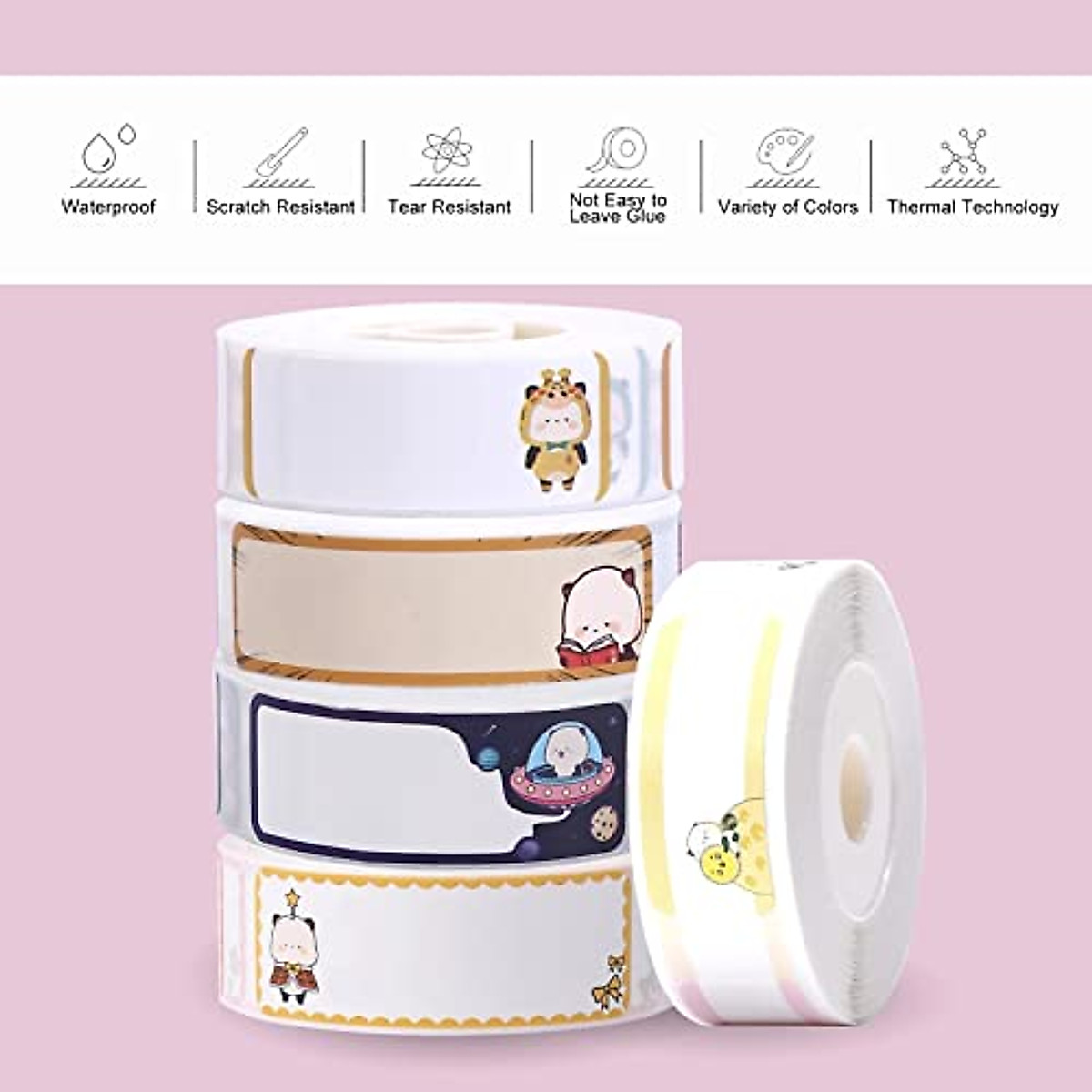 ZLDXDP Label Paper Thermal Printing Paper Name Price Barcode Sticker Waterproof Tear Resistant Compatible for D11 Label Printer (Color : E)