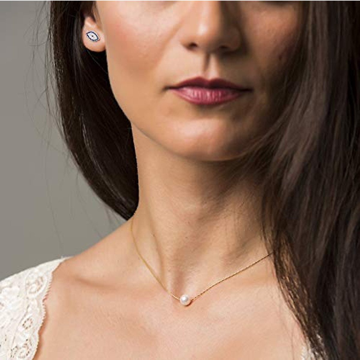 14K Yellow Gold Pearl Necklace for Women, Real Gold Durable Box Chain with Single Cultured Pearl Pendant Necklace Anniversary Birthday Gift for Her, Wife, Mother, Girl 18 Inch (Rose Gold)