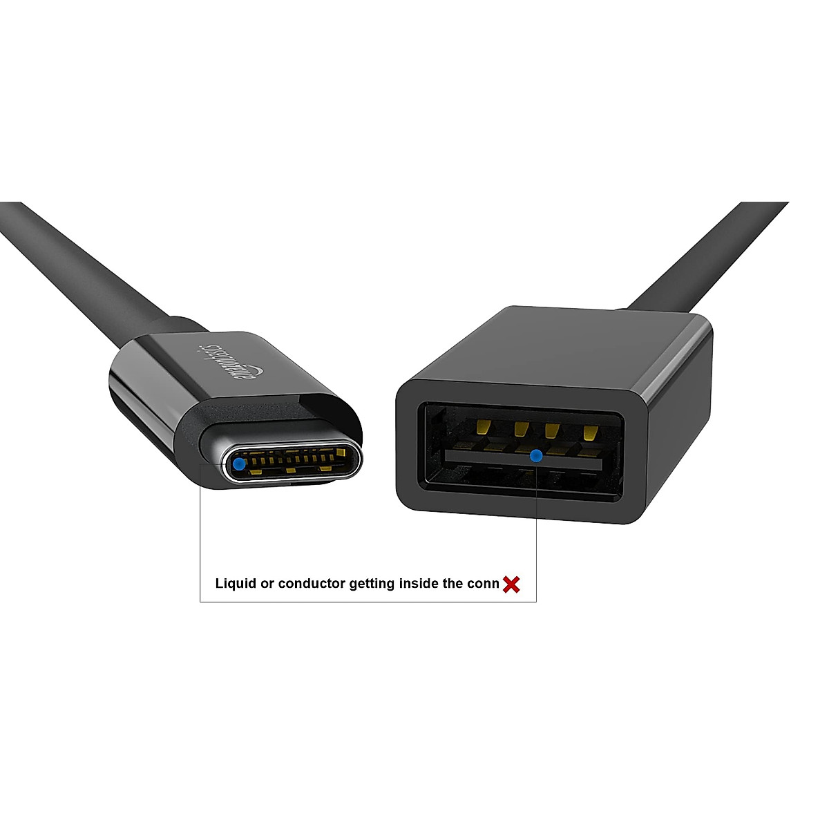 Amazon Basics USB 3.1 USB-C to USB-A Female Adapter Cable Converter, 5Gbps High-Speed, USB-IF Certified, for Laptops, Tablets, Phones (iPhone 16/15), Black