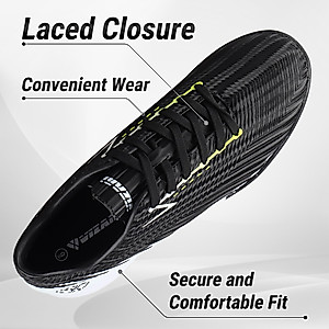 Vizari Tesoro Turf Soccer Shoes for Boys and Girls| Turf Shoes with Durable Synthetic Upper | Youth Football Turf Shoes with Molded Rubber Oursole | Superior Traction on Turf Ground, (Black, 2)