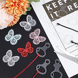 CRASPIRE 40Pcs 2 Size Acrylic Floss Bobbins Clear Embroidery Thread Transparent Drops Key Shape Cross Stitch Chips Sewing Board Organizers with Box for Craft DIY Storage