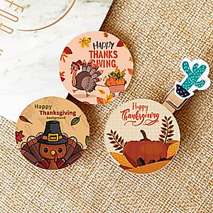 Turkey Happy Thanksgiving Stickers 500Pcs 1.0 Inch Autumn Turkey Label Stickers with 8 Style Turkey Patterns Great Thanksgiving Party Favor Self-Adhesive Sticker Roll for Kids Thanksgiving Card Decor