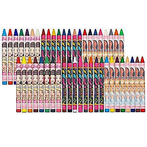 Bulk Crayons for Girls Ages 4-8 Set - Bundle with 48 Crayons for Toddlers Featuring Barbie, Trolls, and Disney Princesses for Party Favors, Restaurants, Goodie Bags, More | Princess Crayons for Girls
