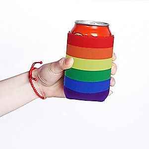 12 Pack Rainbow Can Sleeves Insulated Beer Can Coolers Sleeves Collapsible Neoprene Drink Coolies for Weddings Pride Parties