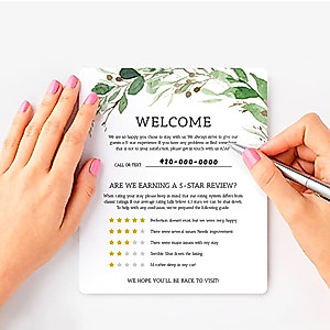 Guest Review Rating Magnet, 5" x 6" Magnetic Welcome Sign, Feedback Supplies for Vacation Homes, Guest Rooms, Airbnb, VRBO, Short-Term Rentals, Executive Suites, Hotels (Green)