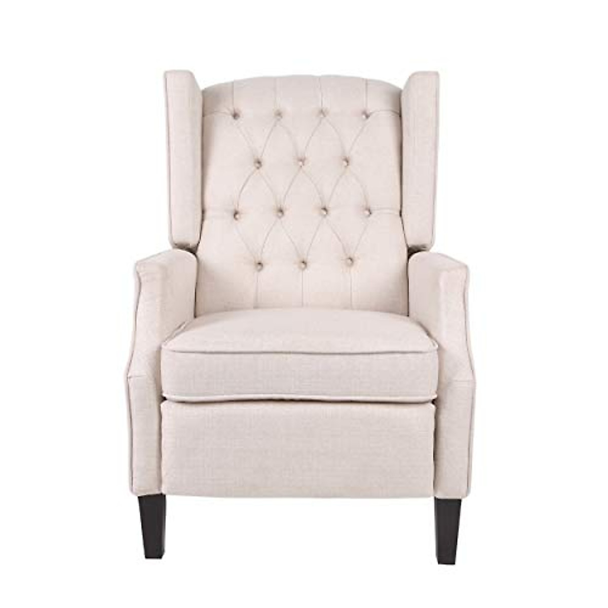 Christopher Knight Home Diana Wingback Recliner, Light Beige Tweed + Dark Brown