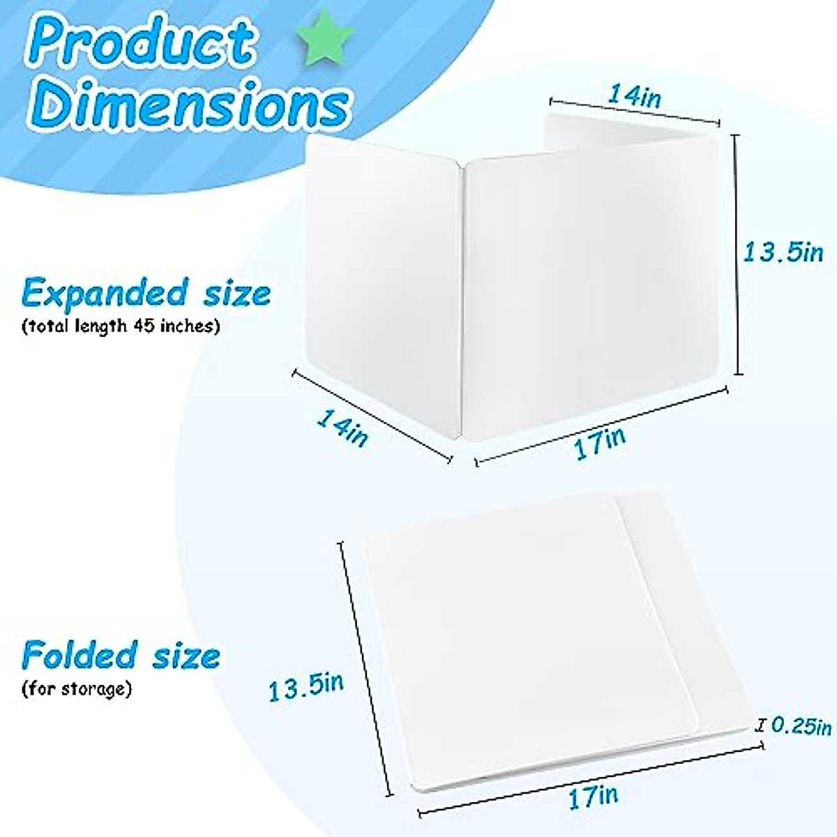 Jutieuo 4 Pack Classroom Privacy Shields for Student Desks, Heavy Duty Plastic Privacy Folder Desk Partition Panel for Student Testing Divider Board - Reduce Distractions, 17"W x 13.5"H x 14"D (White)