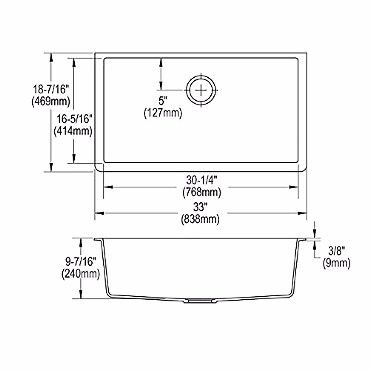 Elkay Quartz Classic ELGRU13322WH0 White Single Bowl Undermount Sink