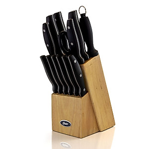 Oster 69529.14 Granger Cutlery Set, Wood Block, 14-Piece, Black