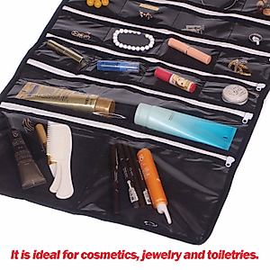 DIOMMELL Hanging Jewelry Organizer 47 Pockets with Zipper for Earrings Necklace Bracelet Ring Accessory Display Storage Bag Travel Holder Box