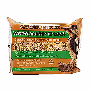 Songbird Treats Seed Bars | 1-2 lb Bird Seed Cakes for Wild Birds (Woodpecker Crunch)