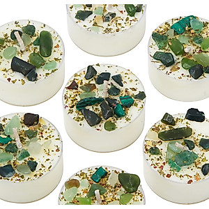 Heart Chakra Candle by New Moon Beginnings - Chakra Candles - Dried Flower, Herb, & Crystal Candles - Aromatherapy Candles - Soy Candle - Set of 6 Tealights