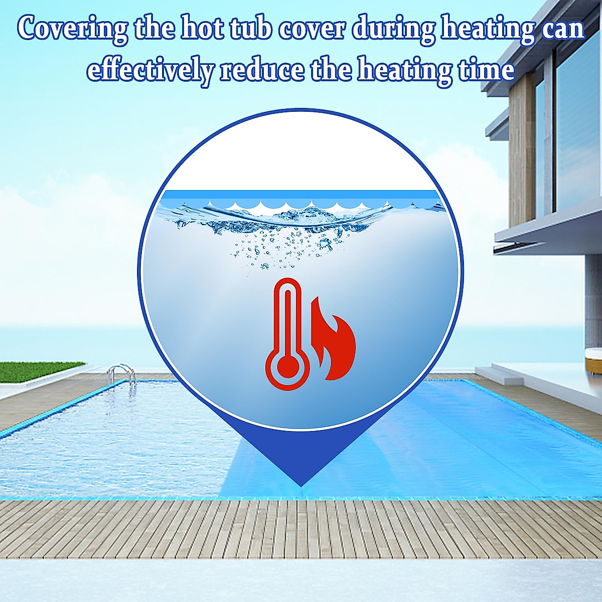 Thermal Solar Blanket for Swimming Pool Heavy Duty 16 Mil 7ft x 7ft Floating Spa Blanket and Trimmable Hot Tub Bubble Insulating Cover for Hot Tubs Inground Pools Insulating Solar Heating, Blue