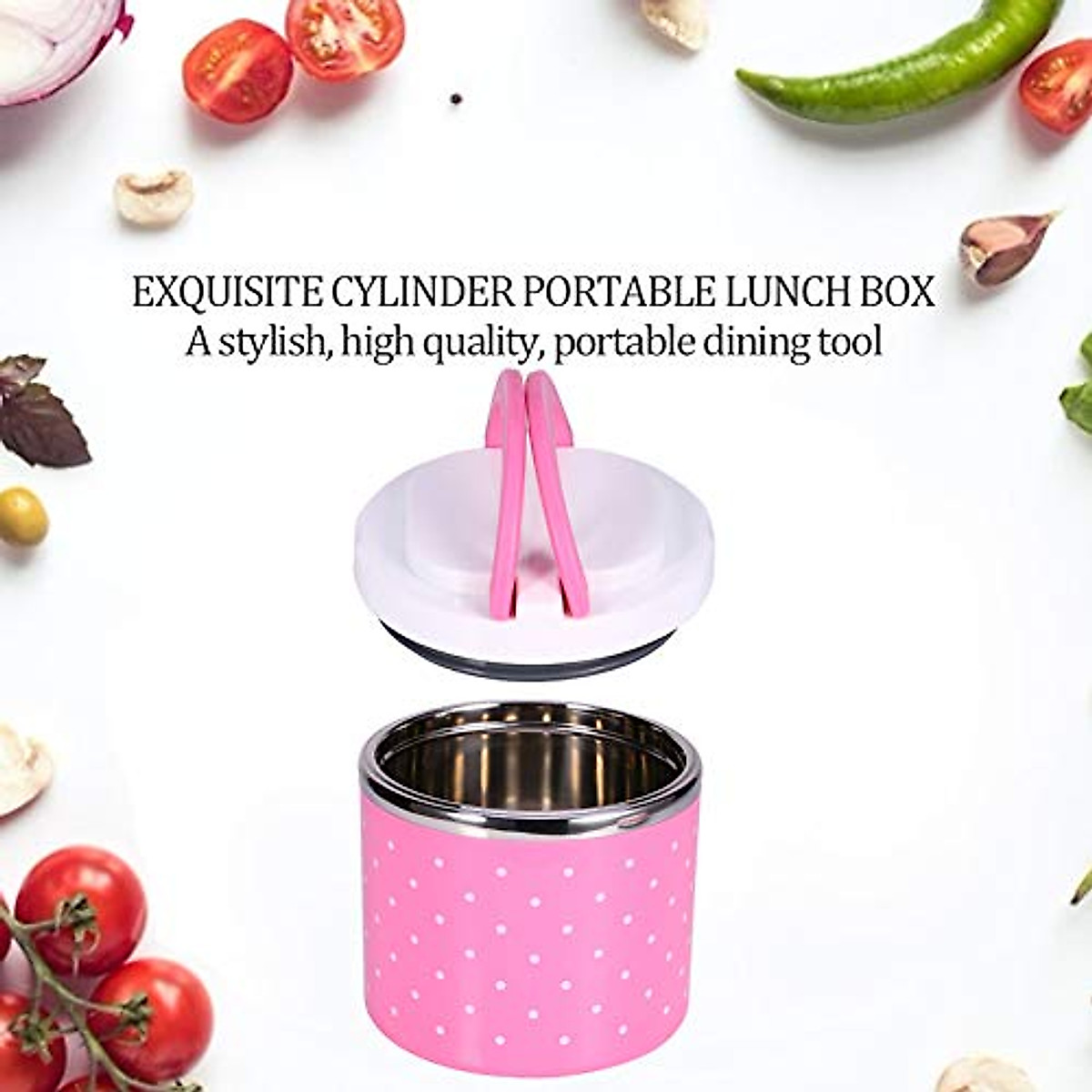 Insulated Lunch Box, 600ml Thermal Thermos Lunch Box Insulation Hot Food Container, Stainless Steel, Storage Lunch, Container, Canteen, Double Walled, Portable Food Bowl (Pink)