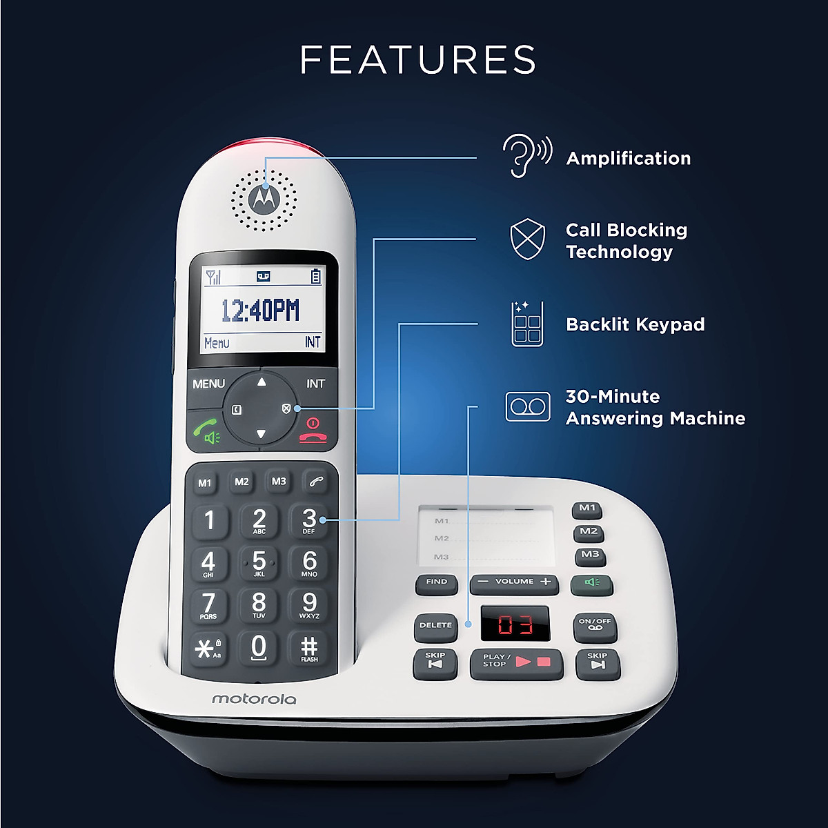 Motorola CD5012 CD5 Series Digital Cordless Telephone with Answering Machine (2 Handsets)