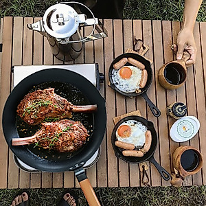 vivicreate Carbon Steel Wok Pan, 9 Piece Woks & Stir-Fry Pans Set with Spatula, No Chemical Coated Flat Bottom Chinese Pan for Induction, Electric, Gas, suitable All Stoves - 12.5''