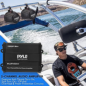 Pyle Waterproof Off-Road Speakers with Amplifier - 5.25 Inch 1000W 2-Channel Outdoor Marine Waketower, Full Range for ATV UTV Quad Jeep Boat - Pyle PLUTV52CH