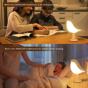 Xhope4u Small Cordless Bedside Lamp, Bird Lamp Touch Sensor, LED Table Lamp with Touch Dimmer,3 Level Brightness Nightstand Lamps, Rechargered Desk Lamp for Bedroom, Office, College Dorm Room