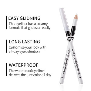 White Eyeliner Pencils, 12PCS Professional Highlighters Eye Liner Pencils Eye Brightener, White Eye Liners Makeup Pencils Waterproof Long-lasting Eyeshadows Beauty Makeup Tools for Women