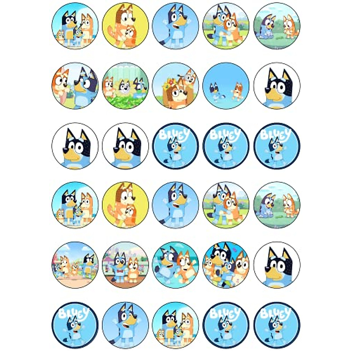 30x blue dog Cupcake Toppers – Edible Happy Birthday Décor, Wafer Sheet Cake Decorating