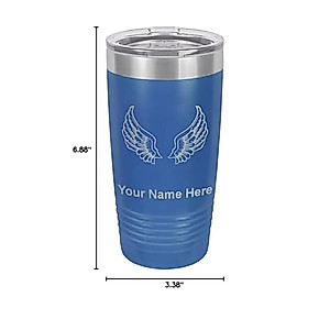 LaserGram 20oz Vacuum Insulated Tumbler Mug, Angel Wings, Personalized Engraving Included (Dark Blue)