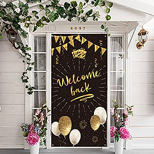 INNORU Welcome Back Door Banner Decoration, Homecoing Returning Party Large Door Cover Decor, Back Home, Retirement Party Photo Booth Backdrop Background Supplies