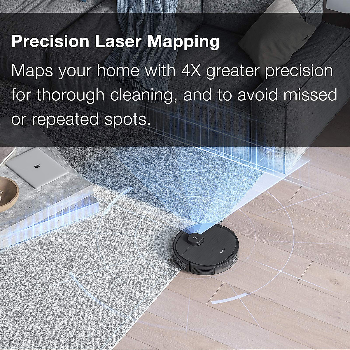 ECOVACS Deebot Ozmo T8 AIVI Robot Vacuum Cleaner & Mop with Auto-Empty Station, Smart Objection Recognition, Advanced Laser Mapping, High Efficiency Filter Ideal for Pet Hair, 3+ Hours of Runtime