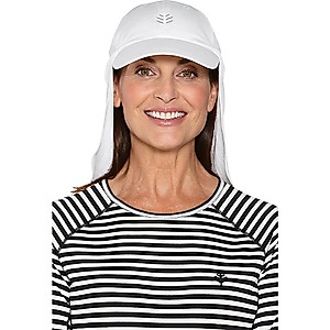 Coolibar UPF 50+ Men's Women's Hayden Chlorine Resistant All Sport Hat - Sun Protective (One Size- White)