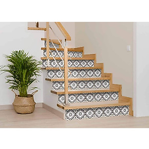 Black & white collection Peel and Stick Tile Stickers 24 PC Set backsplash Tile Decals Bathroom & Kitchen Vinyl Wall Decals Easy to Apply Just Peel & Stick Home Decor (Black & white B5, 8x8 Inch)