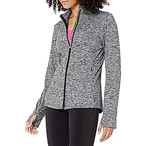 Amazon Essentials Women's Brushed Tech Stretch Full-Zip Jacket (Available in Plus Size), Dark Grey Space Dye, X-Large