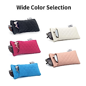 Face Shadow Double Eyeglasses Pouch Large Squeeze Top Microfiber Soft Glasses Case For Women With Cleaning Cloth