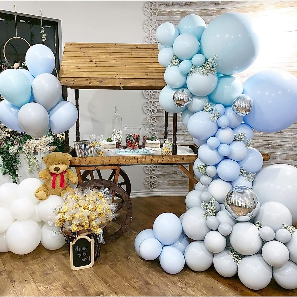 Pastel Blue Balloons 55 pcs Blue Party Latex Balloon 18inch 12inch 5inch for Birthday Baby Bridal Shower Wedding Party Decorations