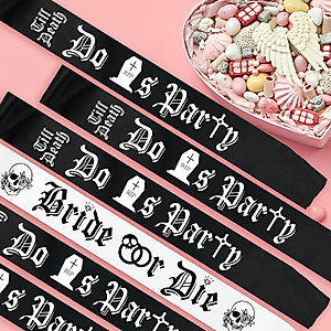 7 Pcs Bride or Die Bachelorette Party Decorations, White Bride or Die Sash and Black Till Death Do Us Party Sashes for Hen Party Bridal Shower Wedding Engagement Halloween Bachelorette Supplies
