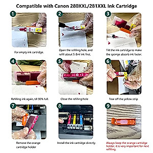 HEMEINY PGI-250XL CLI-251XL Full Refillable Ink Cartridge for Pixma MG5420 IP7220 MX722 MX922 MG5520 MG6420 MG5620 MG6620 MG5522 Ix6820 Printers 5PK PGI250 CLI251 Ink