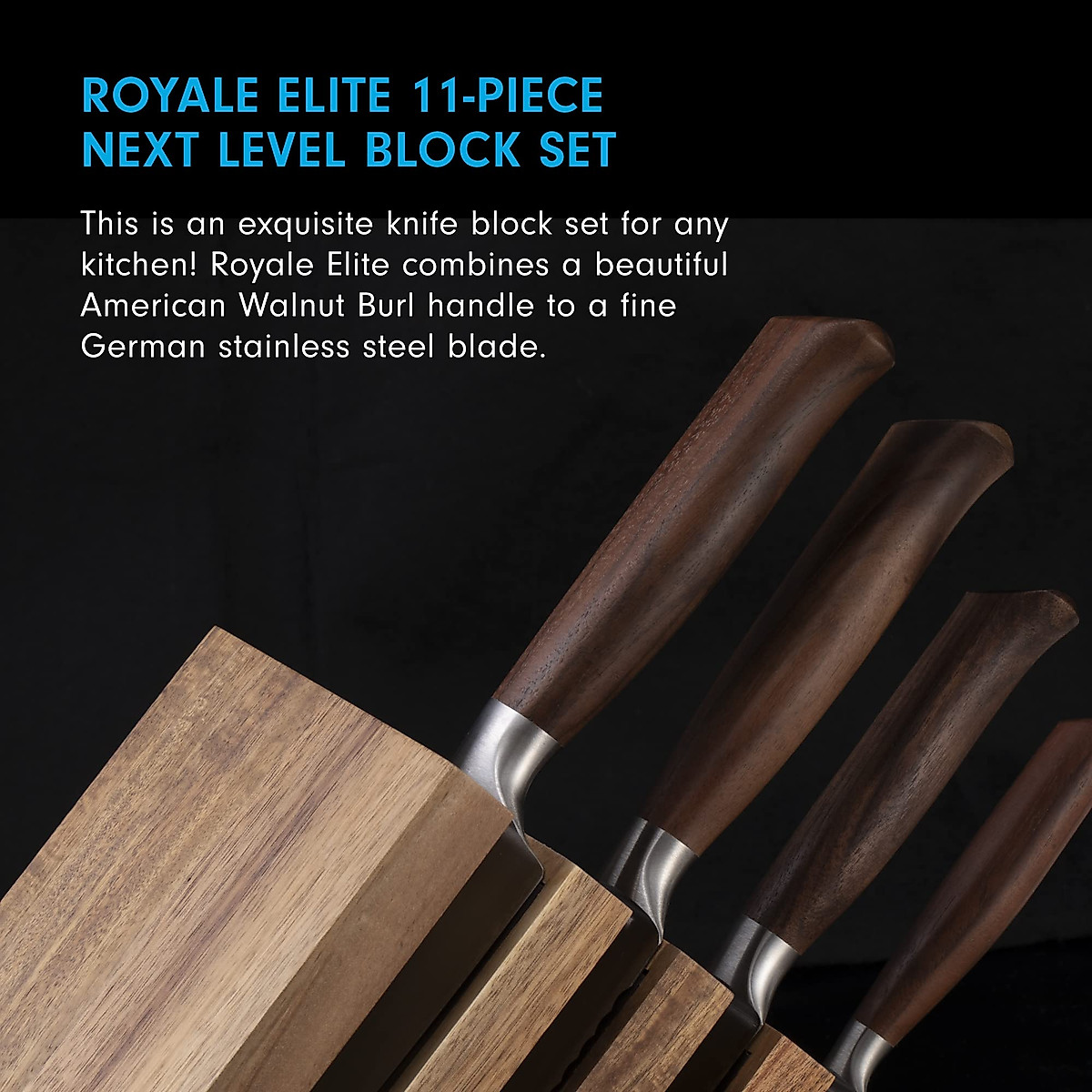 Messermeister Royale Elite 11-Piece Next Level Block Set - Includes 6 Speciality Knives, 4 Steak Knives & Knife Block