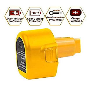 VANON [Upgrade to 4800Ah 9.6V DW9062 Ni-MH Replace for Dewalt 9.6Volt Battery DW9061 DW926 DC750KA DW955K DW955 DW926K-2 DW926K DW902 DW050 DE9062 DE9061 DE9036 DW955K-2 DW050K(2Pack,Yellow)