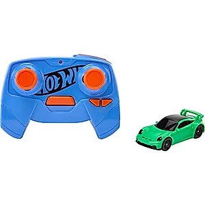 Hot Wheels 1:64 Scale RC Toy Car, Remote-Control Porsche 911 for On & Off Track Racing with USB Cable for Recharging