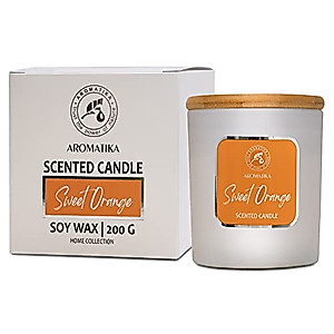 Scented Candle Sweet Orange - Essential Oil Aromatherapy Candle - Soywax Candle - Up to 45 Hours Burn Time - Glass Candle Gift - Luxury and Sensual Soy Wax Candle - Home Scented Candles