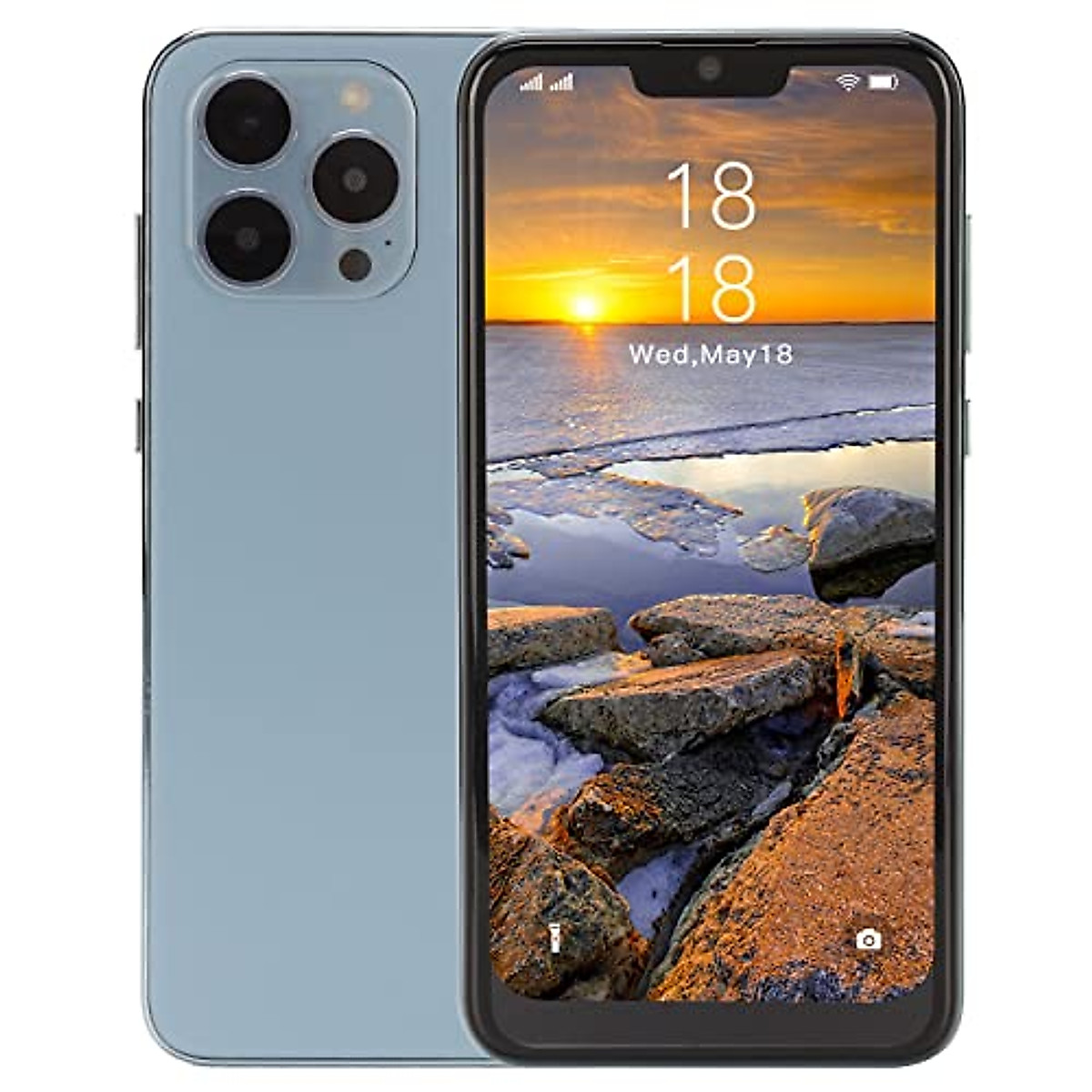 ASHATA I13 Pro Max Unlocked Android Smartphone Celular, 6.1in FHD Screen Face Unlock Mobile Phone, 1GB RAM 16GB ROM, Camera Front 2MP Rear 5MP, 3G Net Cellphone, 2400mAh